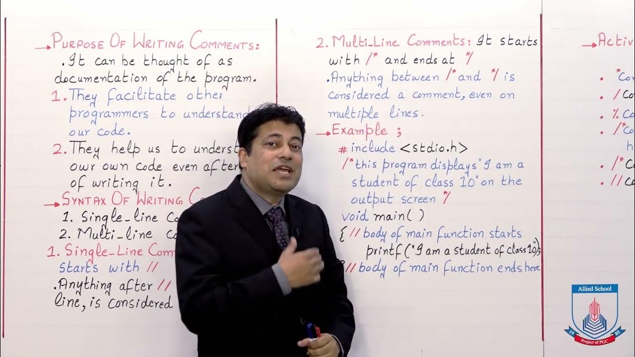 Class 10 - Computer Studies - Chapter 1 - Lecture 3 - Purpose & Syntax of Comments - Allied ...