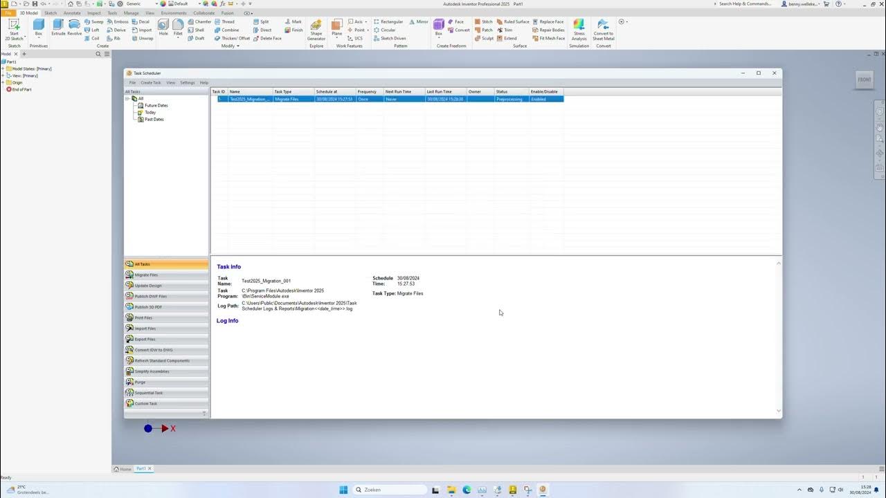 Autodesk Inventor Task Scheduler - Migrate Files - YouTube
