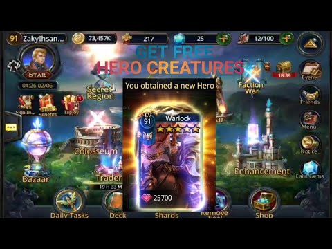 GET FREE HERO CREATURES B5 "WARLOCK🔥🔥" | DECK HEROES - YouTube