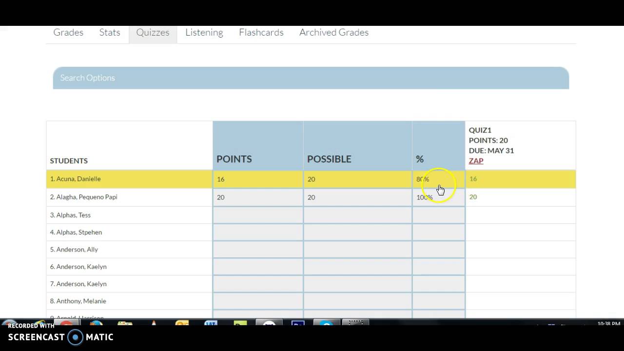 CONJUGUEMOS Tutorial Part III: Gradebook (Quizzes/Flashcards/Archived ...