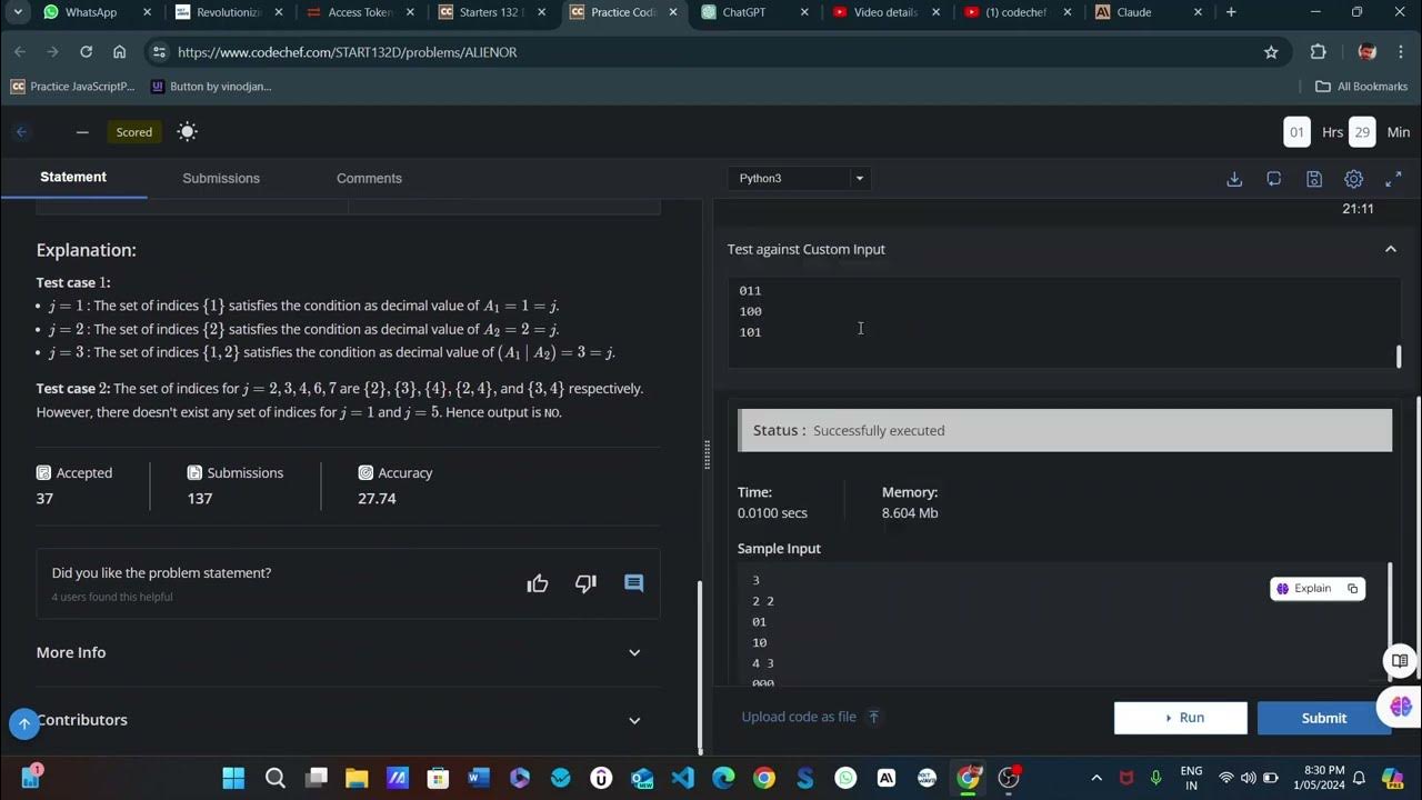 ALIEN-OR code solution Starter 132 Contest Solution #python #program # ...