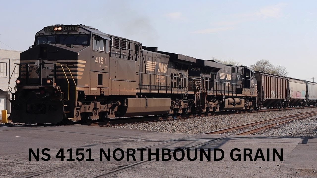NS 4151 grain crossing over Morris Street northbound towards DeButt's yard in Chattanooga TN ...