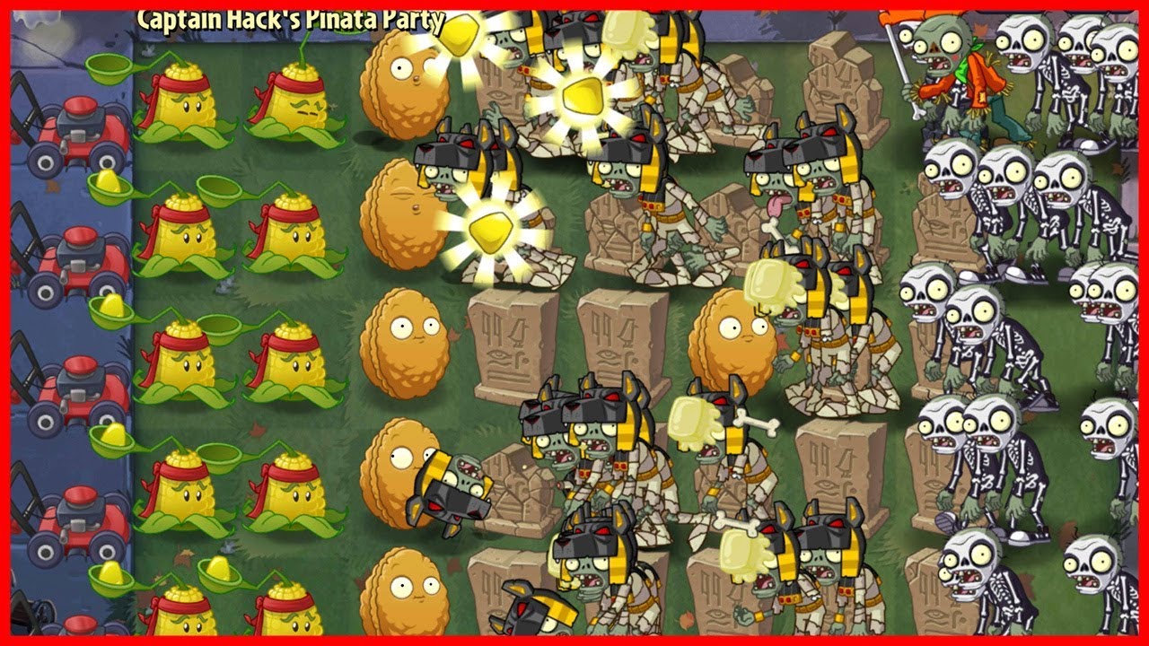 Attack of Tomb Raiser Zombies - Plants vs Zombies Front Lawn NOT Pinata ...