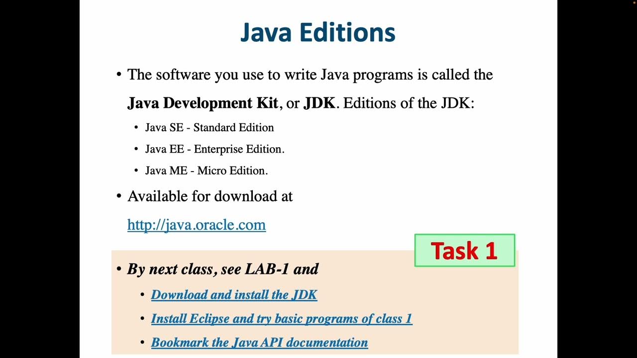 Lecture 1 Java Environment - YouTube