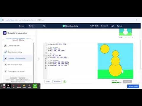 Khan Academy Challenge: Sunny snowy day | Intro to JS: Drawing & Animation | Computer ...