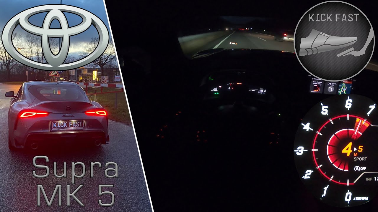 Toyota GR Supra 3.0L | 2020 | Night drive on German Autobahn | 340 HP ...