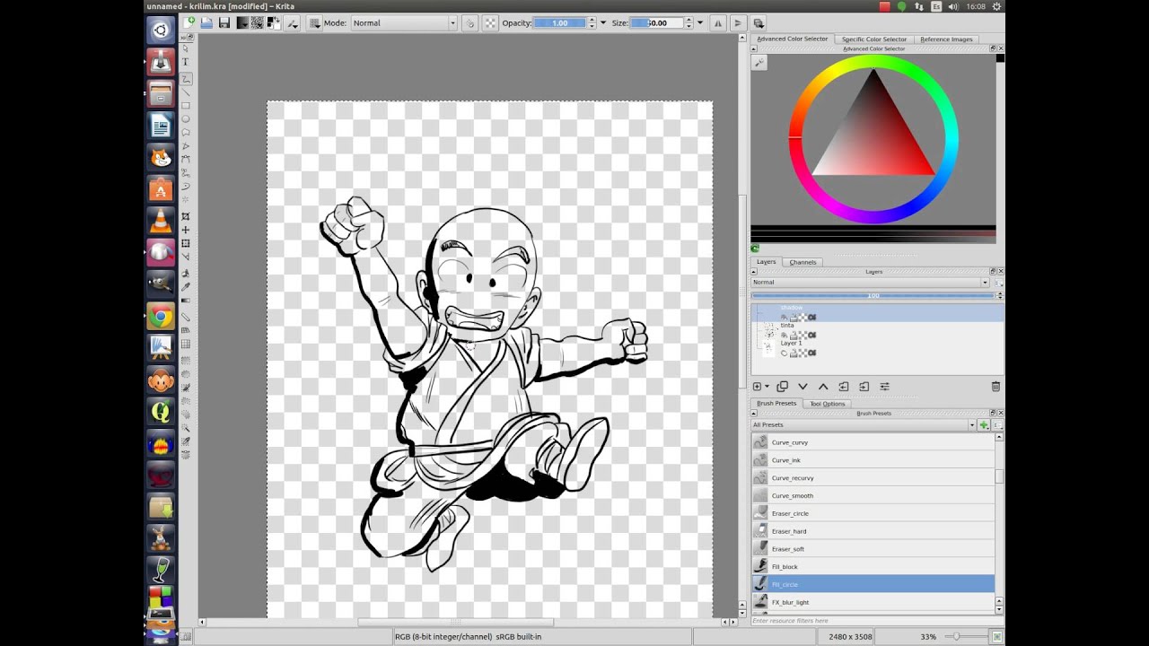 Shadows krilin with krita - YouTube