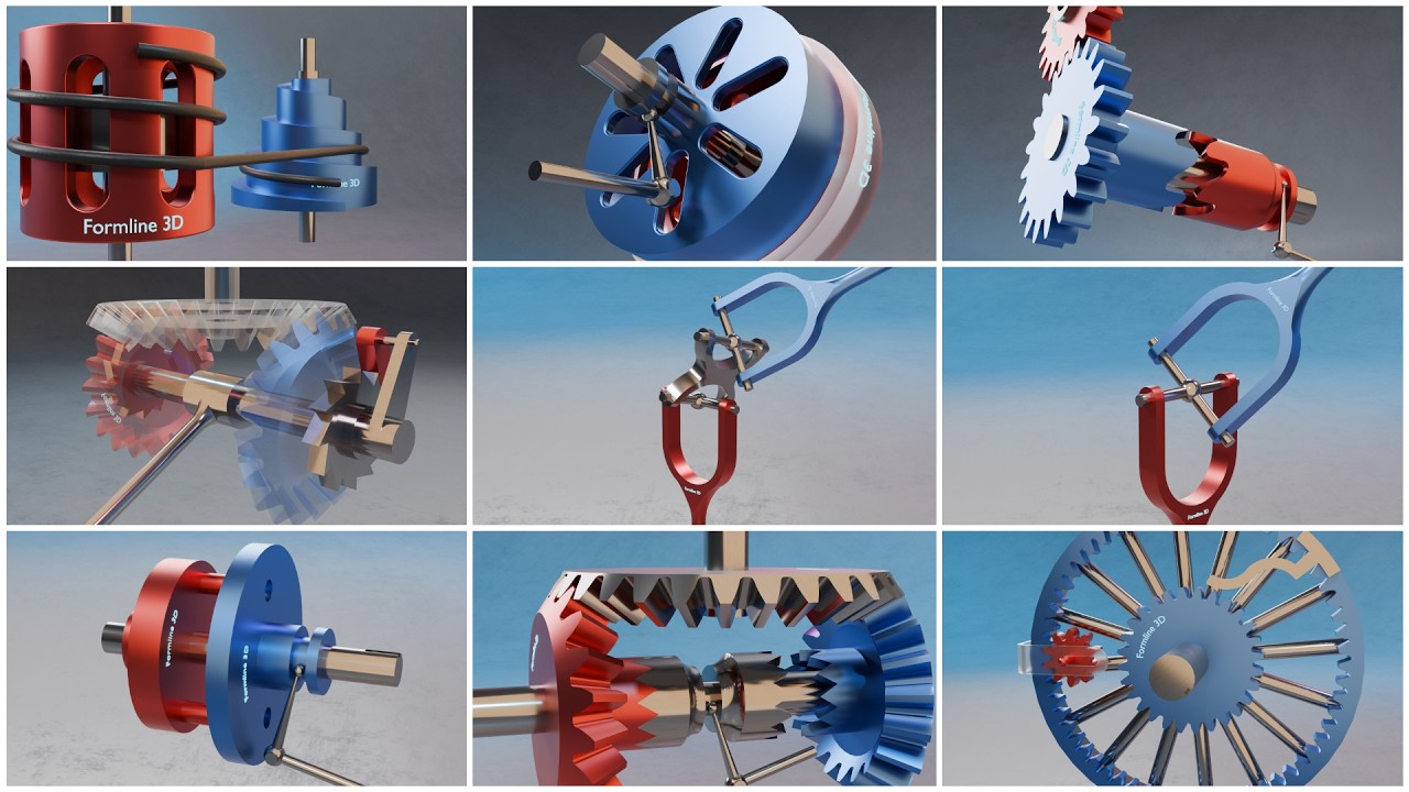 507 Mechanical Movements Vol. 6 (No. 46–54) - 3D Animation - YouTube