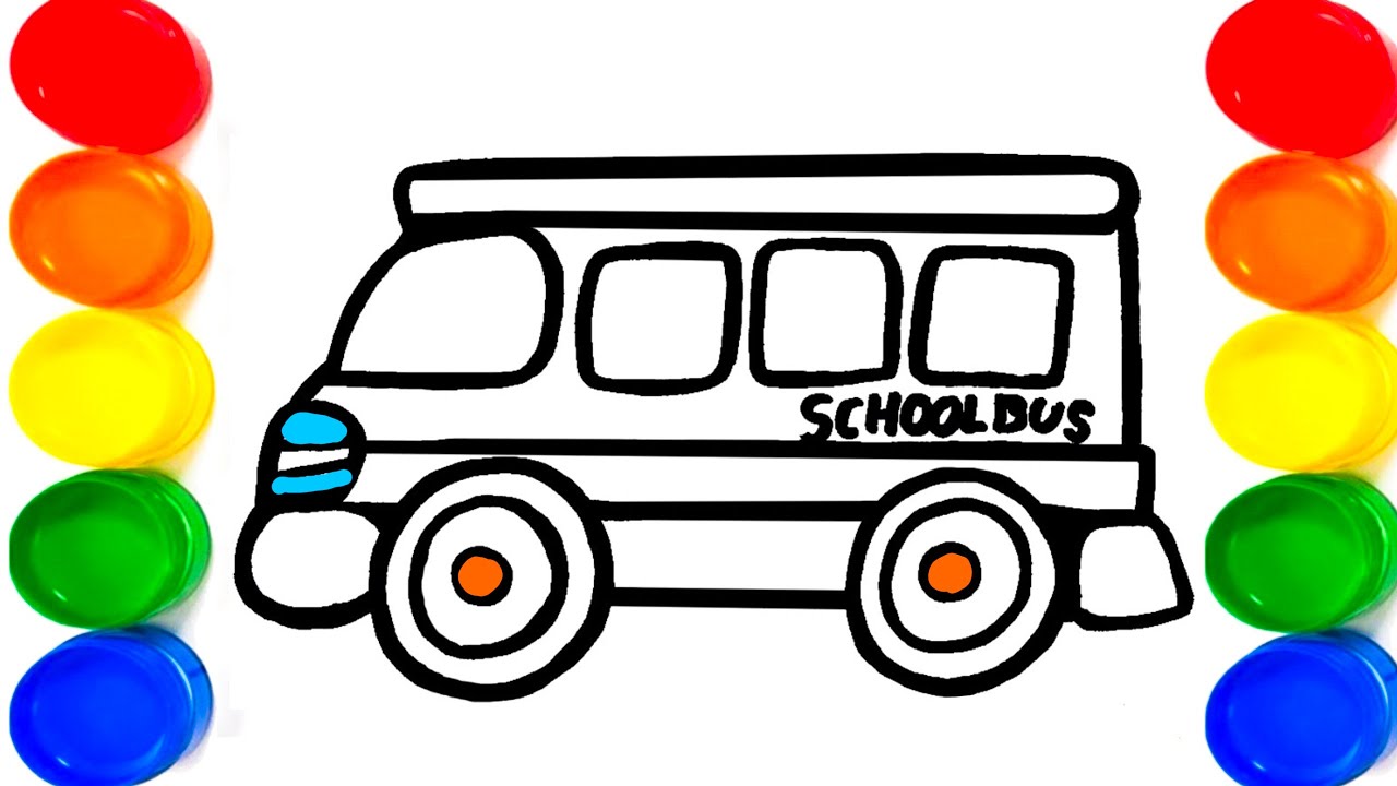 Draw easy Bus step by step | Bus drawing, colouring, painting for kids ...