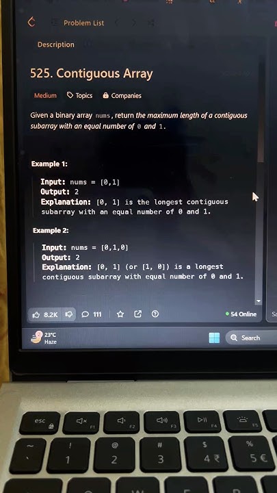 Contiguous array #potd #coding #programming #leetcode #datastructure - YouTube
