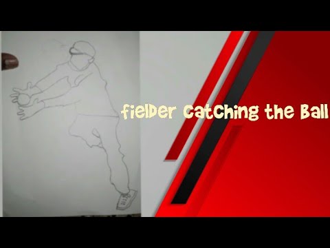 How to draw a fielder catching a ball easy - YouTube