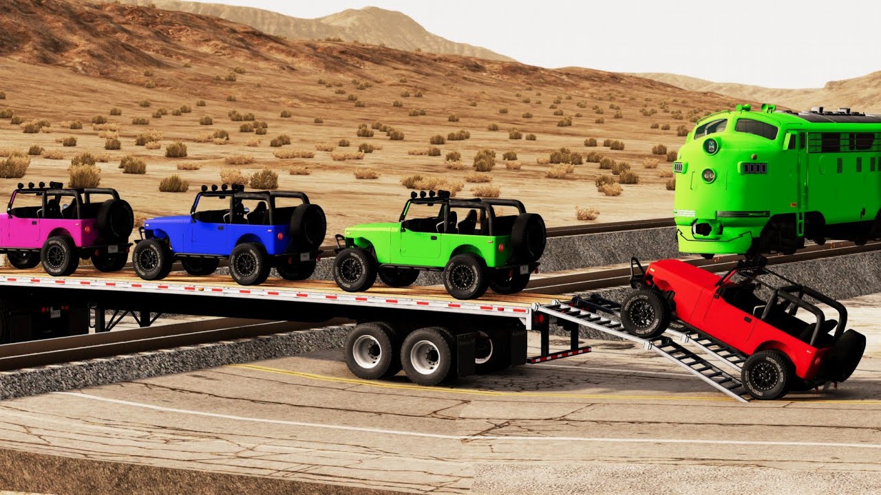 Flatbed Trailer Truck Potholes Transport Car Portal Trap Rescue - Cars ...