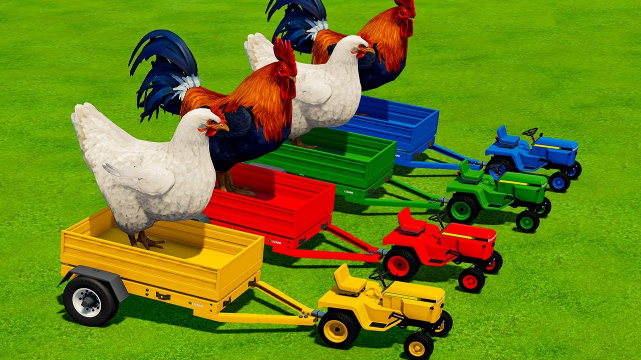 TRANSPORT & LOAD MINI JOHN DEERE & ANIMALS WITH LEGO TRACTOR! FS22 ...