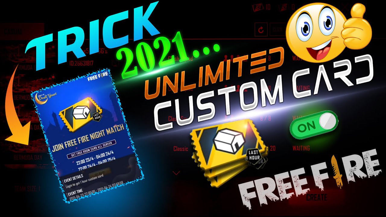 HOW TO GET FREE UNLIMITED CUSTOM ROOM CARD IN FREE FIRE || UNLIMITED ...