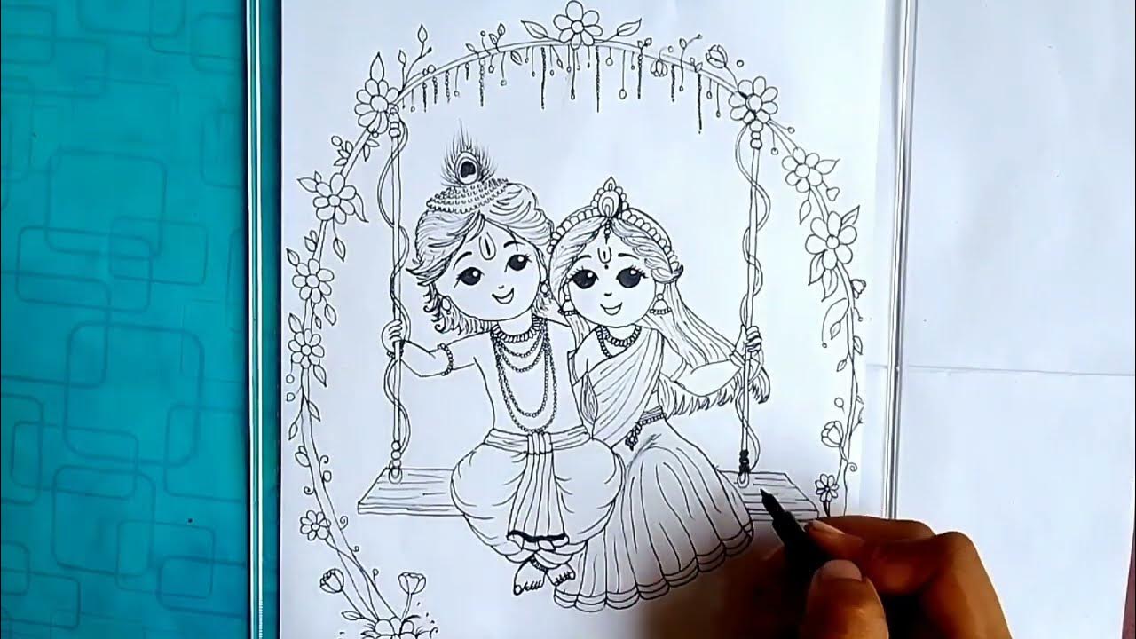 cute radha krishna drawing ️ beautiful and easy step by step || pencil ...
