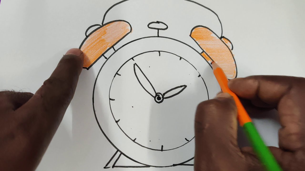 How to draw an alarm clock? அலாரம் கடிகாரத்தை எப்படி வரையலாம்? Drawing ...