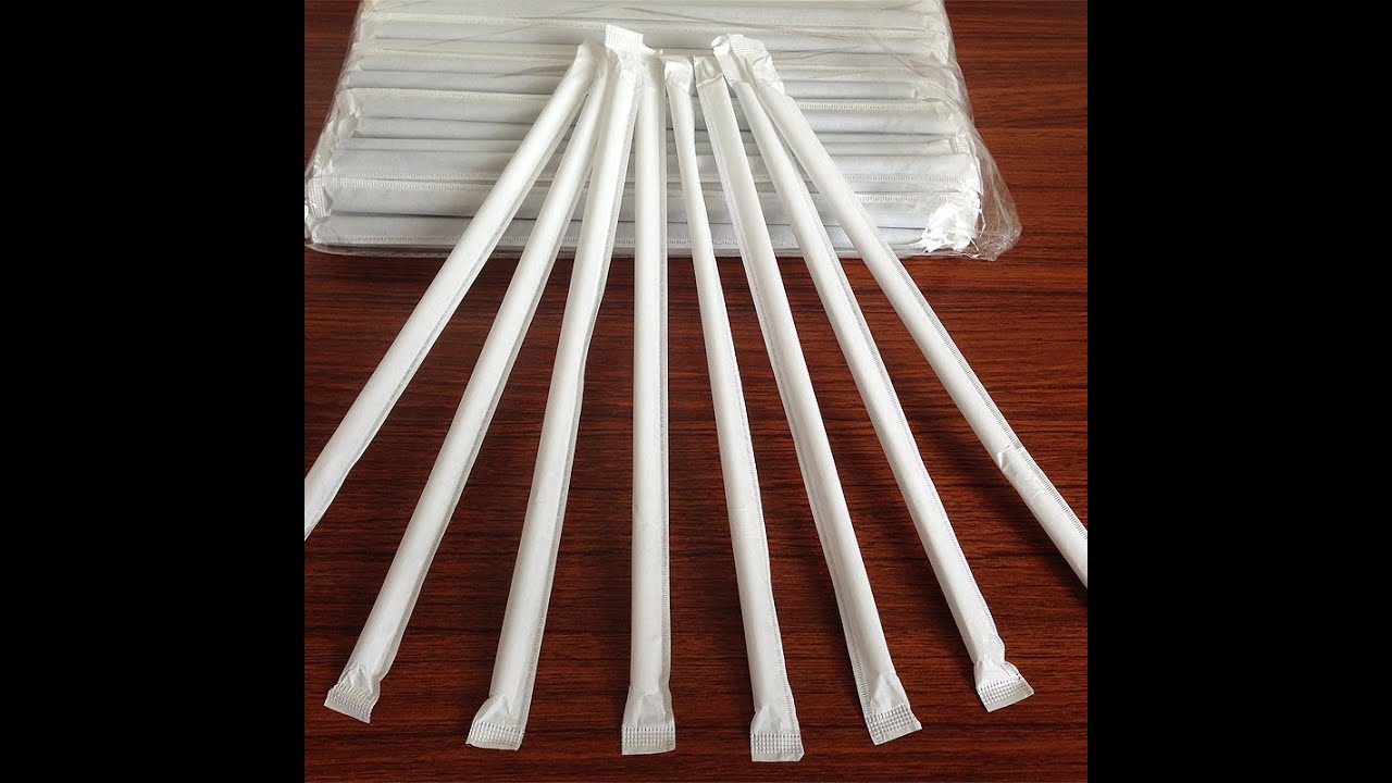 Single drinking straw packing machine - YouTube