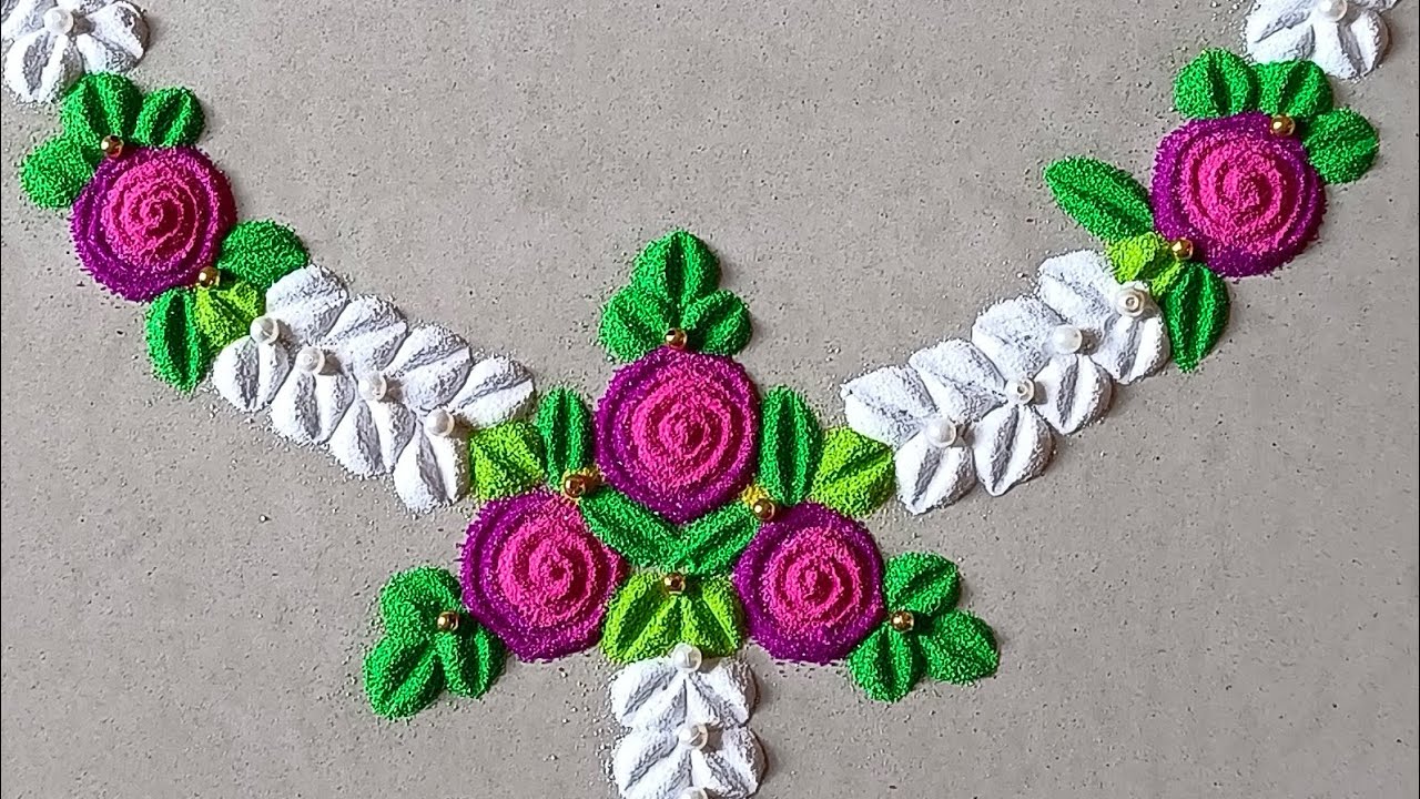 easy nd beautiful border Rangoli design | Easy Rangoli tutorial for ...