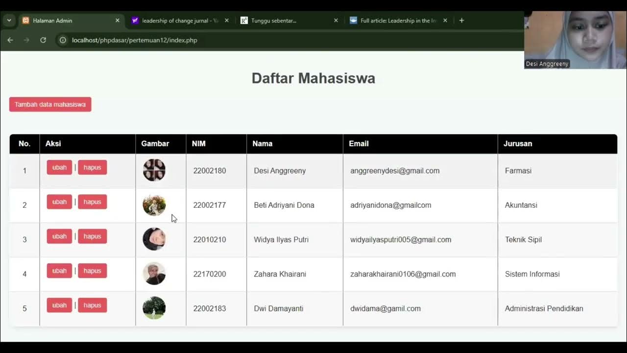 Pertemuan 12 & 13 SIM| Insert, Delete Data & Mengubah Data menggunakan XAMPP dan Visual Studio ...