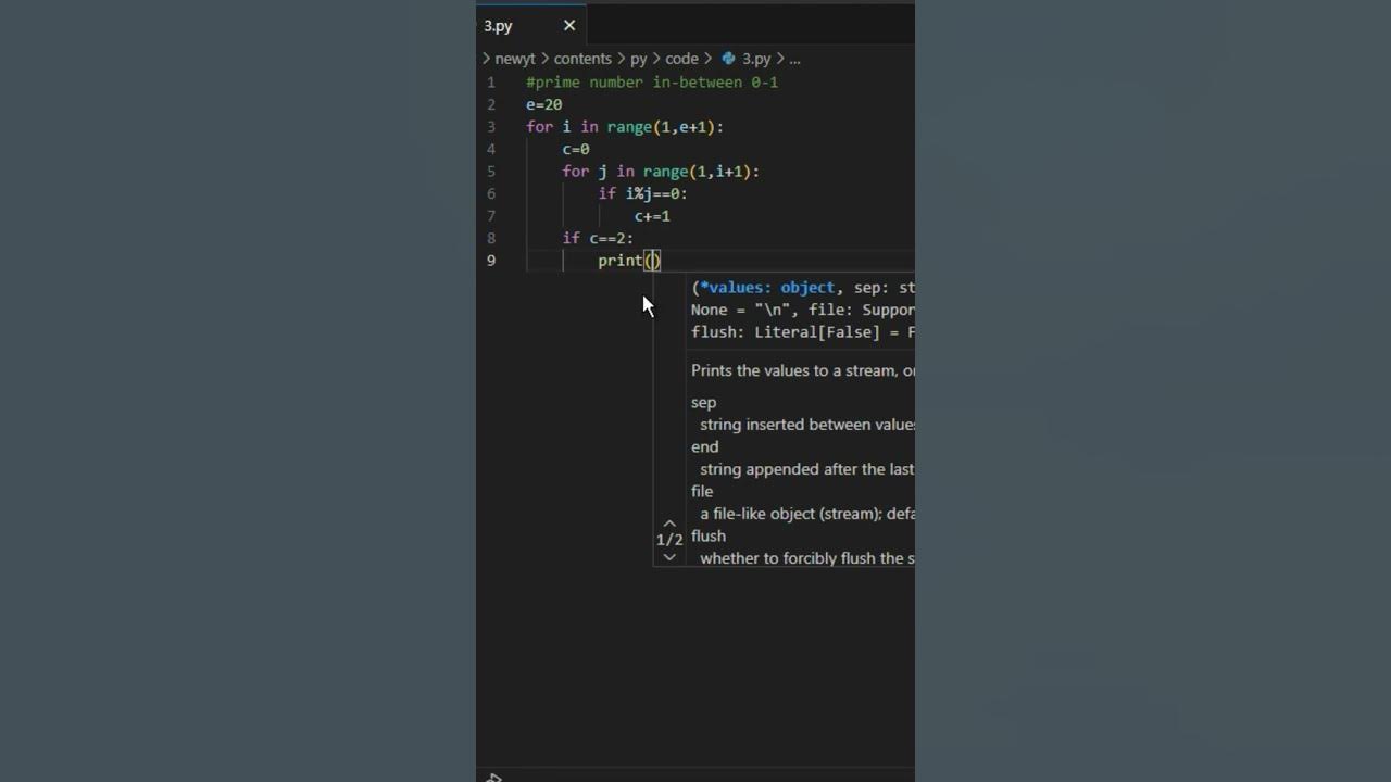 Primenumber In Between 1 20 Python Shorts Youtube