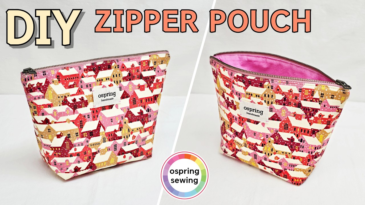 [DIY] Easy Zippered Pouch with Lining | Great for Beginners! 💖 Simple ...