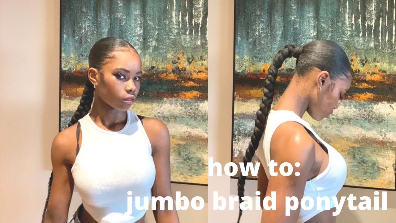 jumbo braid ponytail on natural hair | how to - YouTube