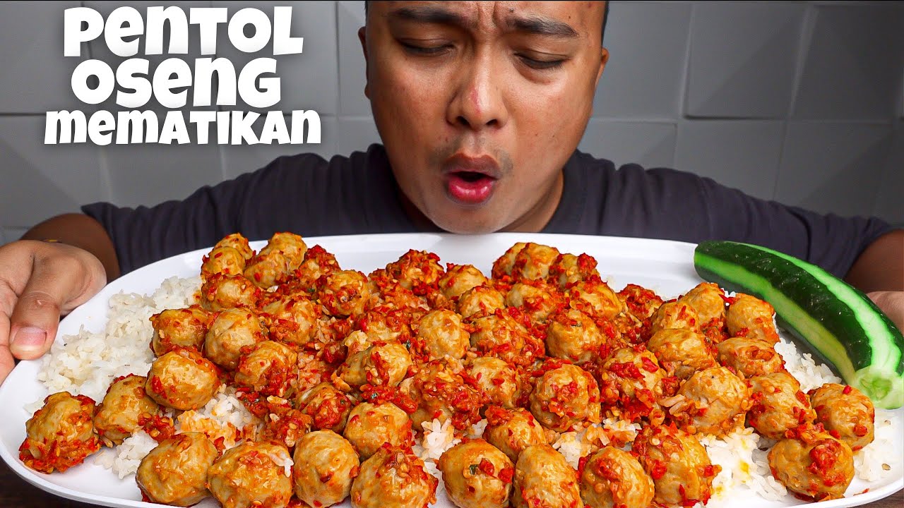 MUKBANG MAKANAN PEDAS !! PENTOL OSENG BUMBU PEDAS - YouTube