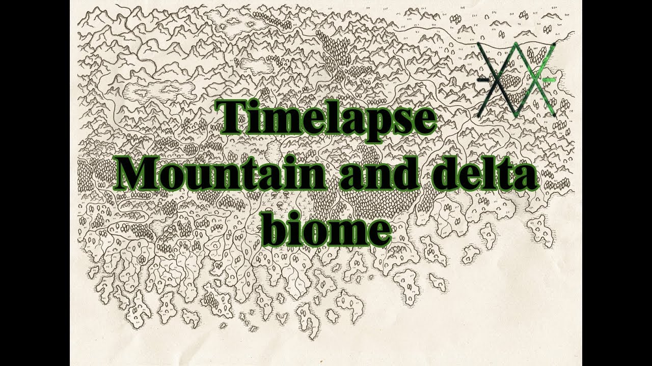 Timelapse fantasy map drawing - Mountain and Delta biome - YouTube