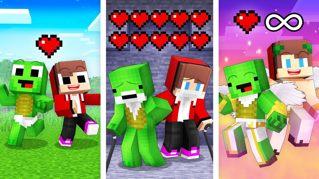 Mikey and JJ from BIRTH to IMMORTAL in Minecraft! (Maizen) - YouTube