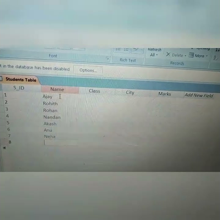Creating tables in Datasheet view - YouTube
