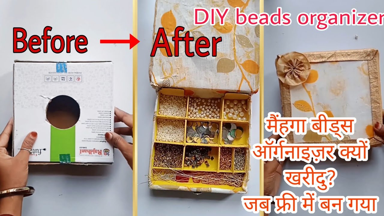 DIY beads organizer box. handmade jewellery box from waste material ...