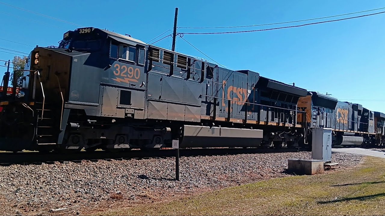 CSXT 3290 leads CSX E320 in Irmo SC with Rebuild SD70MAC Trailing on the CSX CN&L Subdivision ...