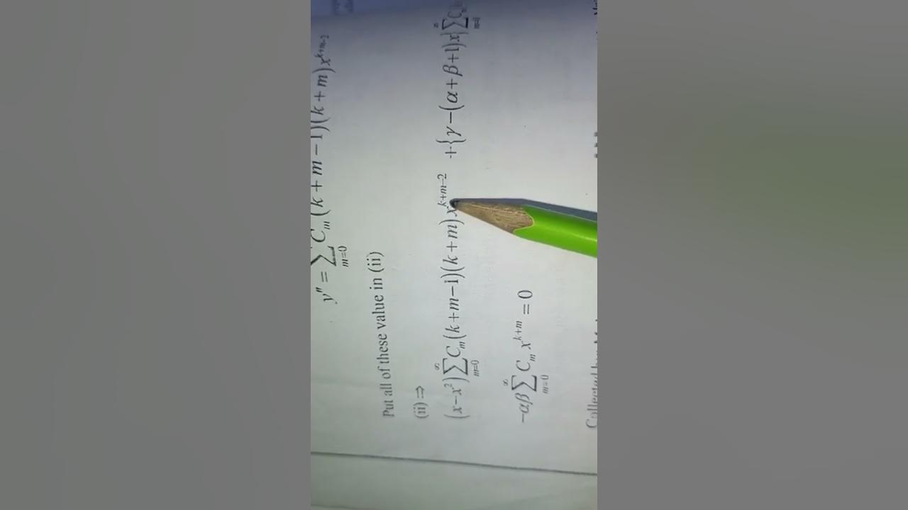 Lecture No 6 Part No 2 Special Function Topic Hypergeometric Equation In The Form Of Power