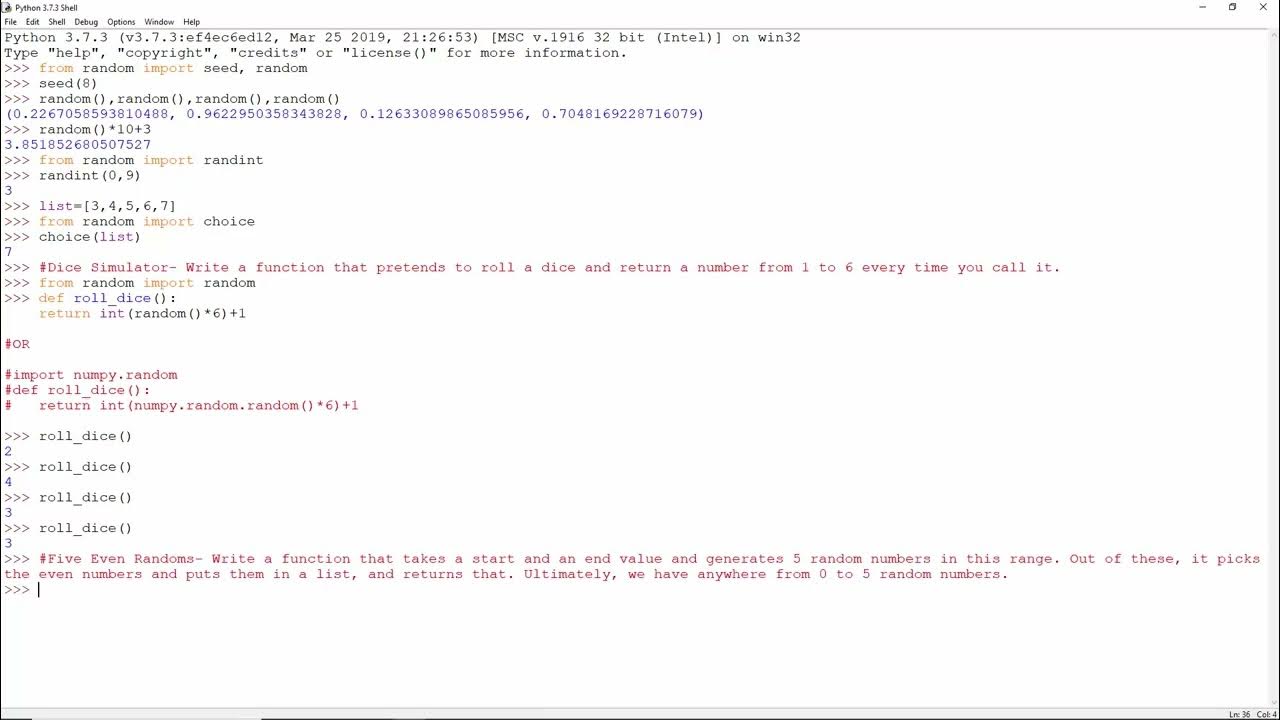 Python Generating Random Numbers Practical - YouTube