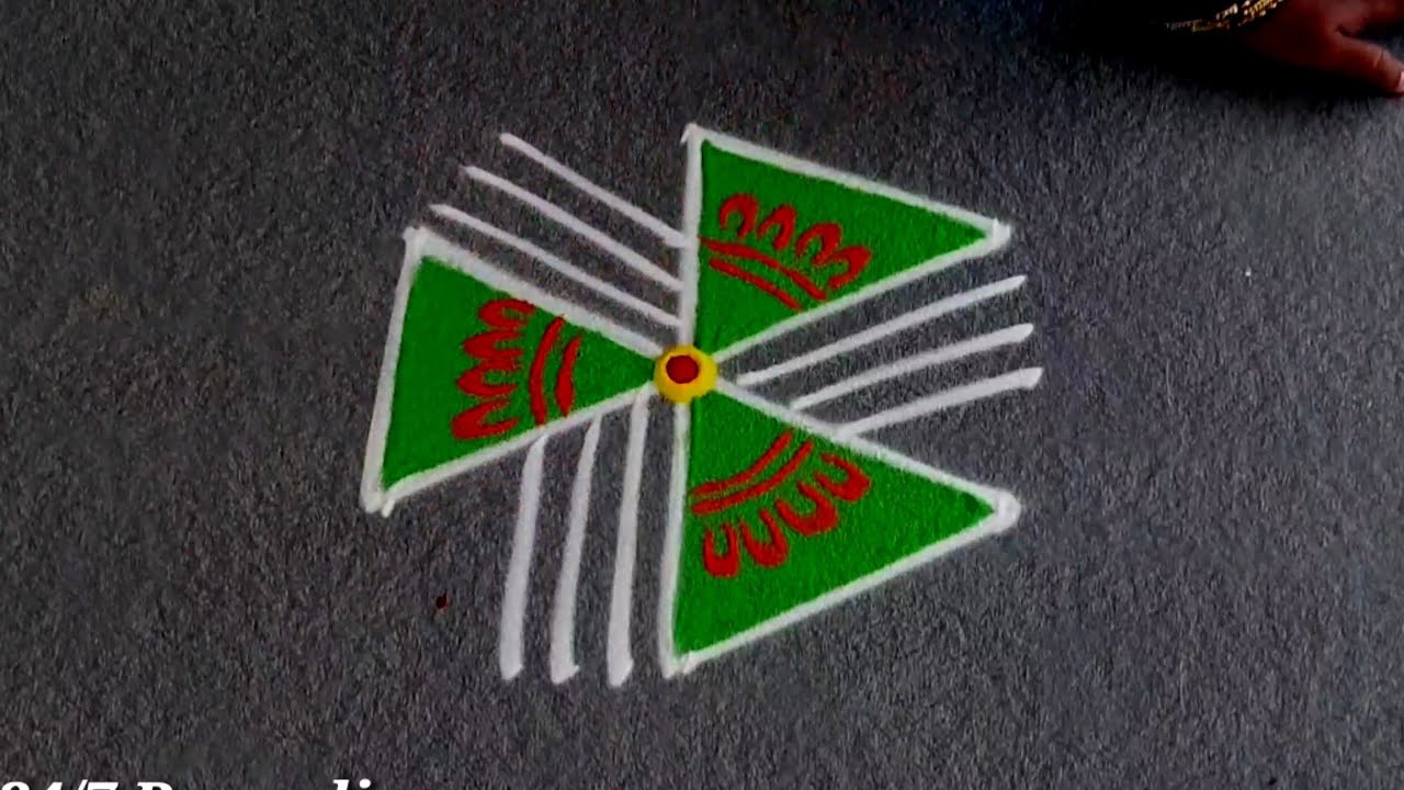 2 Easy Daily Muggulu Design 🌺 24/7 Rangoli 🌺 Freehand Muggulu Design🍀 ...