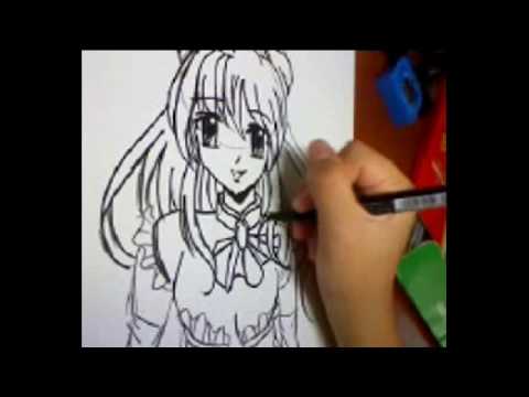 Drawing anime girl #2 part 2/3 (Tracing) - YouTube