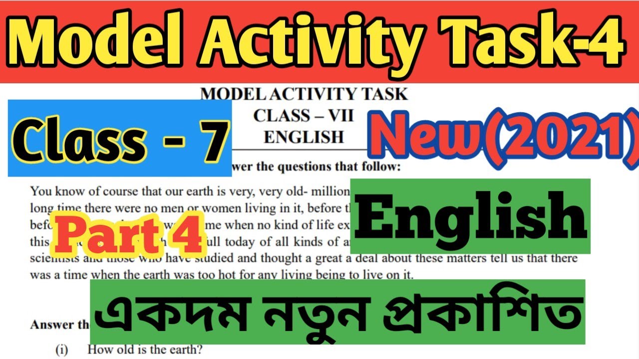 Class 7 English Model Activity Task part 4/New model activity task ...