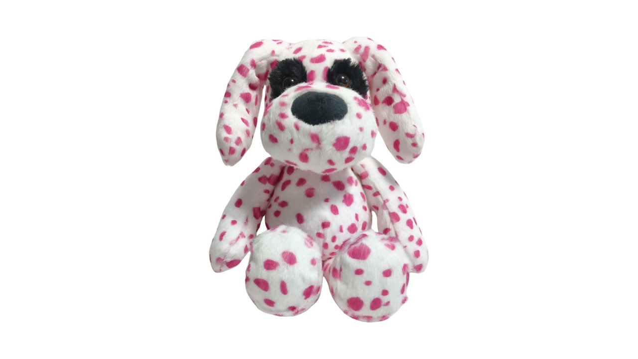 Fluffy dots printed soft plush puppy animal mascot dog toy - YouTube
