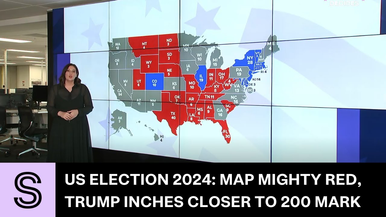 US Election 2024: Map lights mighty red as Trump flys over the 200 mark ...