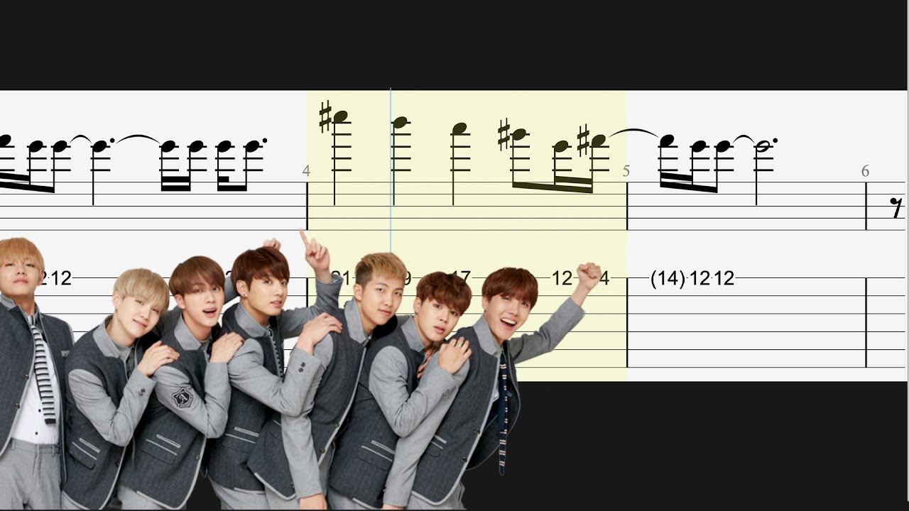 BTS - Dynamite (Guitar Tutorial) Tabs With Sheets - YouTube