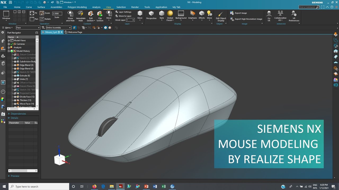 Siemens NX - Mouse Modeling by Realize Shape - YouTube