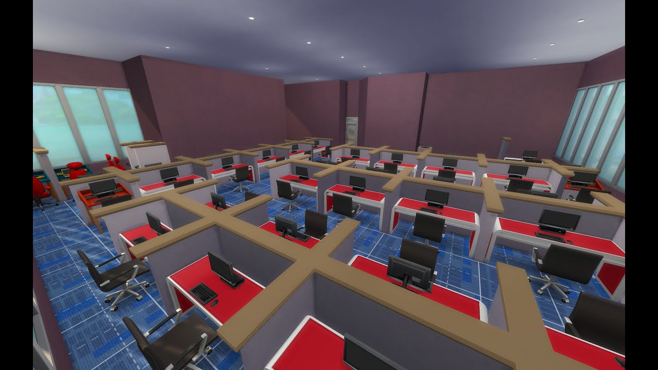 Building A Call Center Office || Sims 4 Speed Build || NO CC - YouTube
