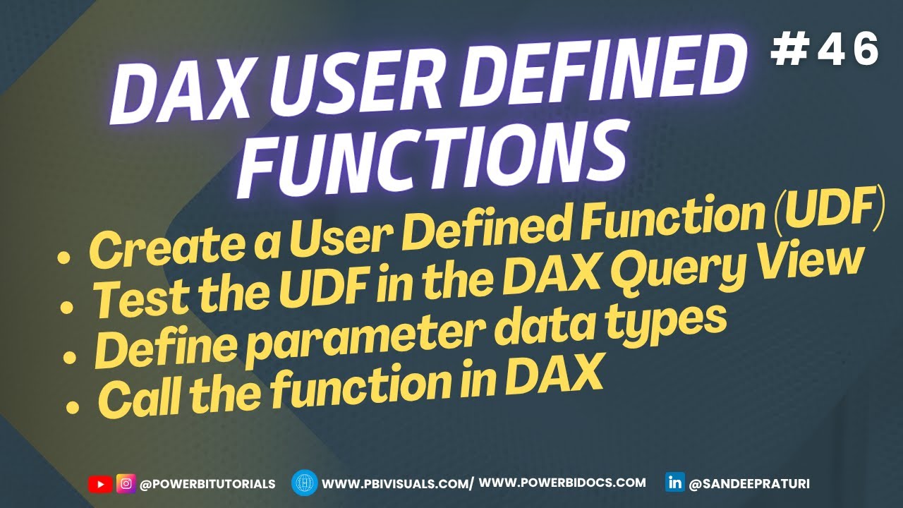 #46 - DAX User Defined Functions |UDFs in DAX | Create Your Own DAX Function Easily - YouTube