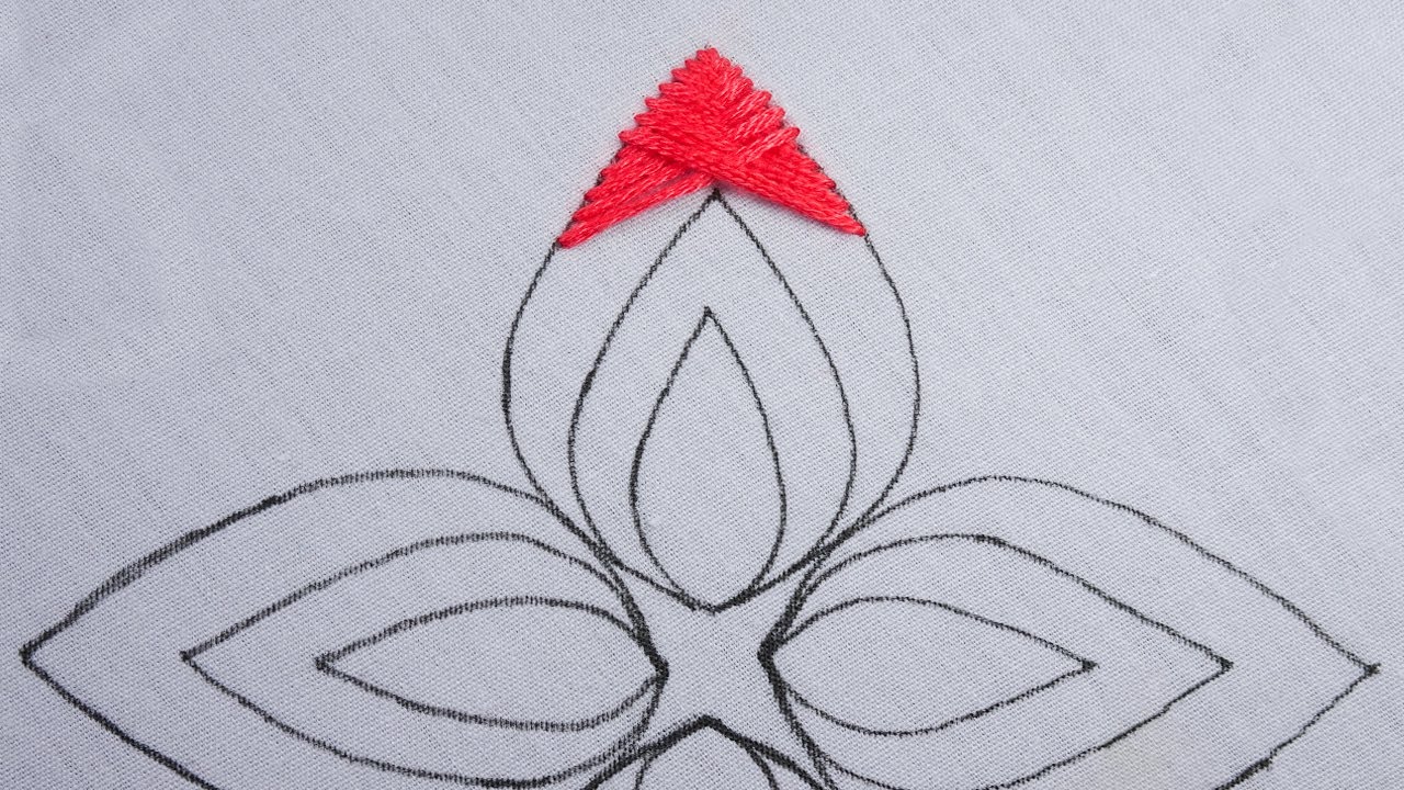 hand embroidery amazing fancy flower design with Fishbone & Basque ...
