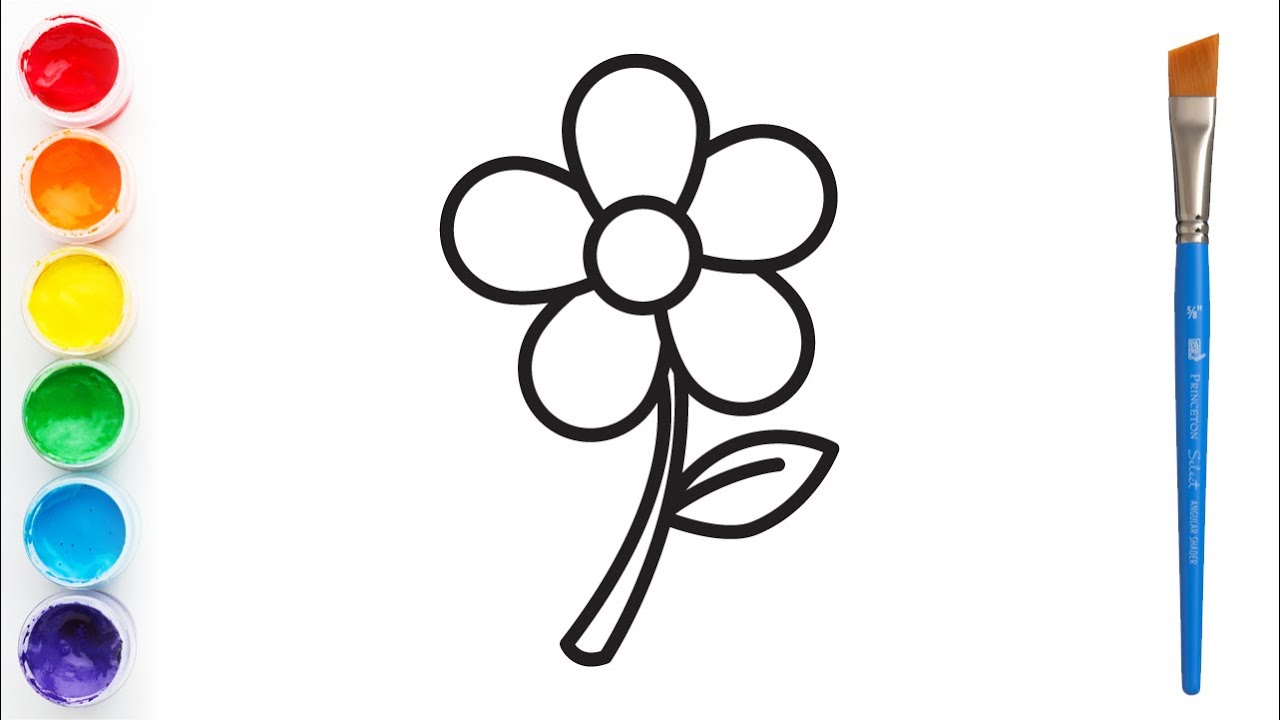 Flower Drawing, Painting and Coloring for kids and toddlers | Draw ...