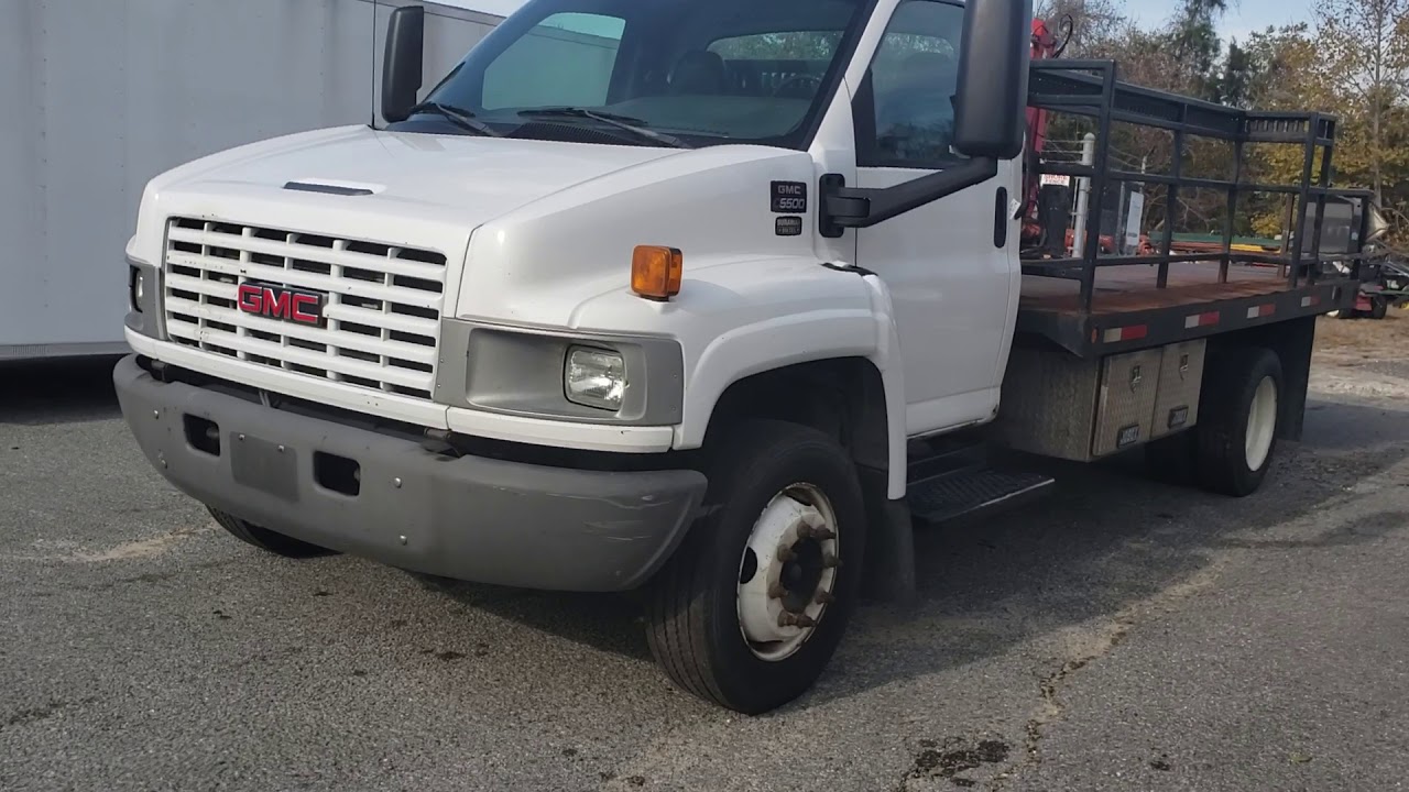 2003 GMC Topkick C5500 Lift Gate & Crane hoist - YouTube