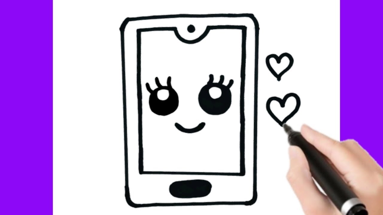 How to draw phone drawing, easy step by step for kids - YouTube
