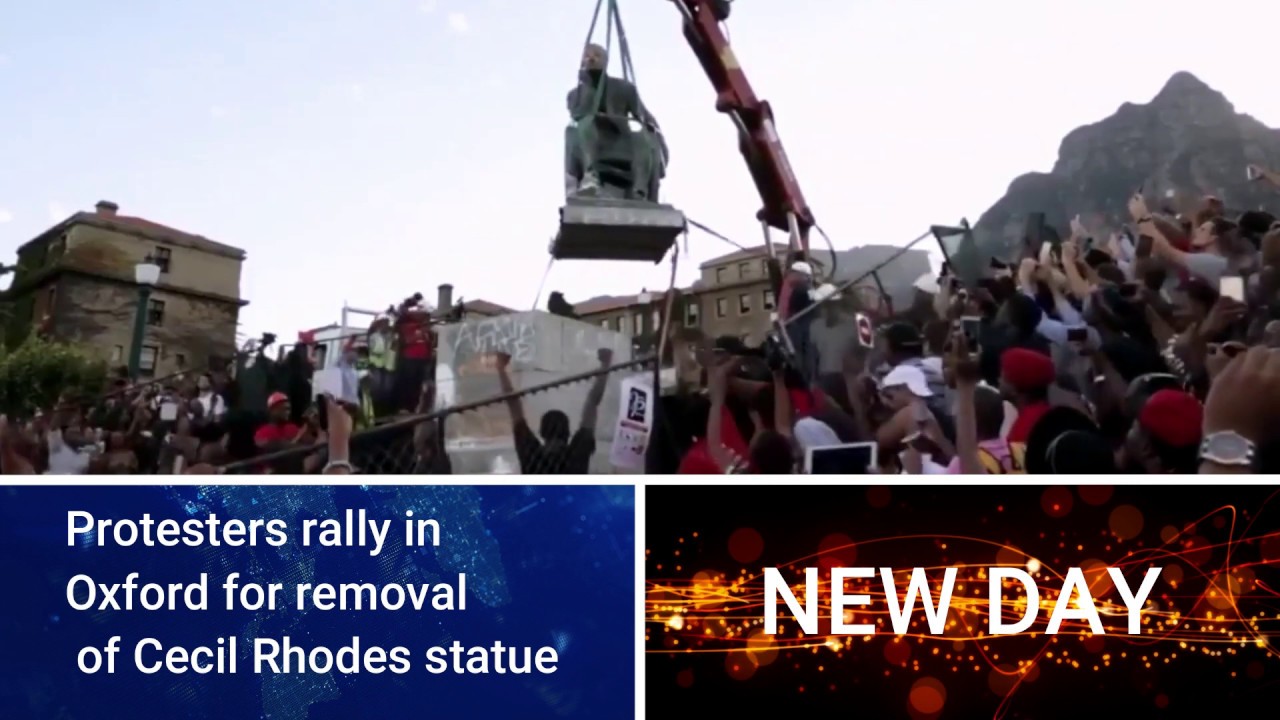 Protesters rally in Oxford for removal of Cecil Rhodes statue - YouTube