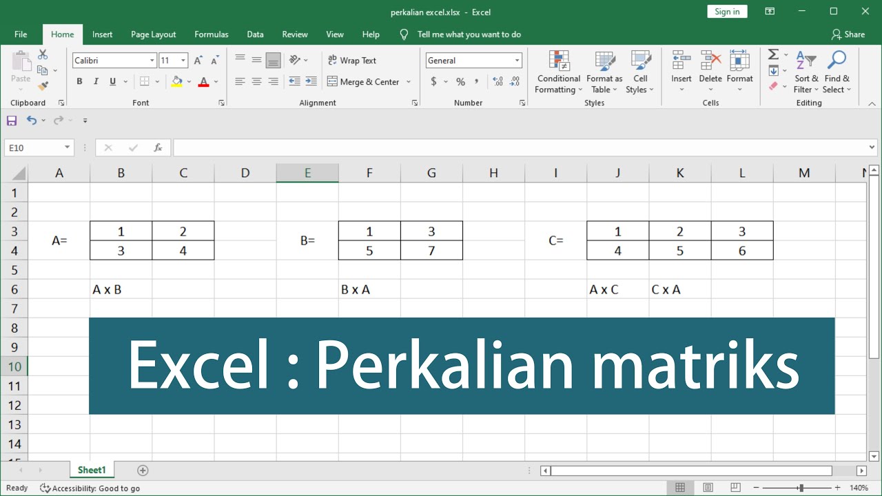 Perkalian matriks dengan excel - YouTube
