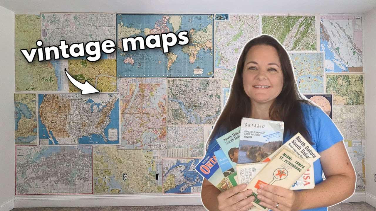 Turning a box of old maps into beautiful map wallpaper - YouTube